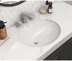 Ruvati 18 x 15 inch Undermount Bathroom Sink White Oval Porcelain Ceramic with Overflow - RVB0618