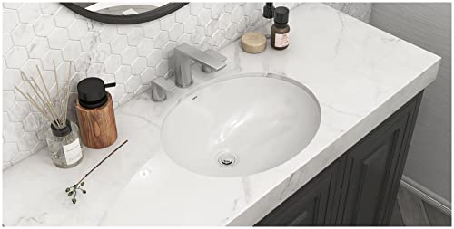 Ruvati 18 x 15 inch Undermount Bathroom Sink White Oval Porcelain Ceramic with Overflow - RVB0618