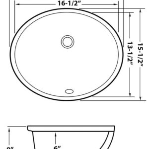 Ruvati 18 x 15 inch Undermount Bathroom Sink White Oval Porcelain Ceramic with Overflow - RVB0618