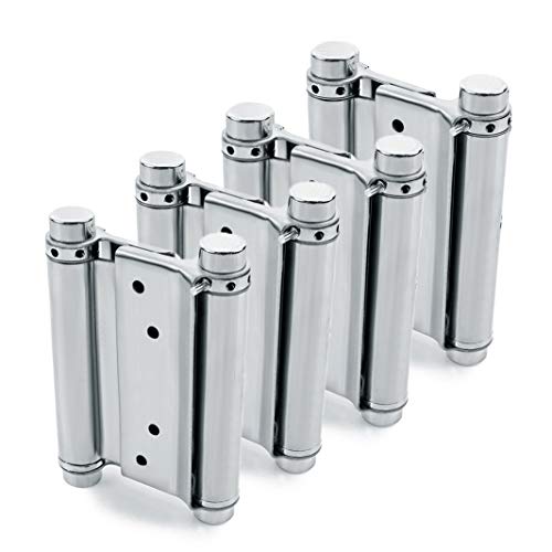 2 Pairs (4Pcs) of 3" Stainless Steel Cafe Saloon Door Swing Self Closing Double Action Spring Hinge