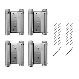 2 Pairs (4Pcs) of 3" Stainless Steel Cafe Saloon Door Swing Self Closing Double Action Spring Hinge