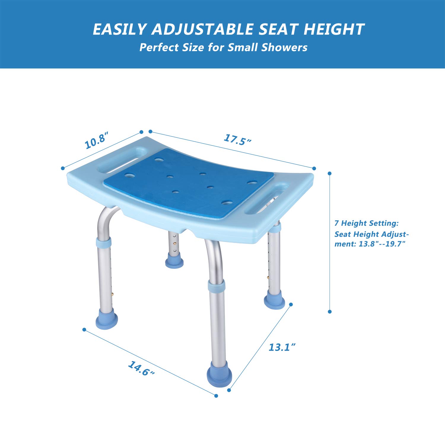 Shower Chair for Elderly Seniors,Shower Stools and Benches for Adults,Bath Chair Shower Benches for The Disabled,Shower Seats,Blue Tub Chair