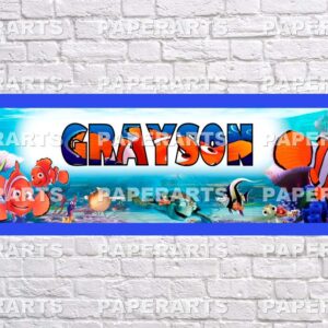 Finding Nemo - Personalized Birthday Name Poster with Custom Name On it, Border Mat and Frame Options