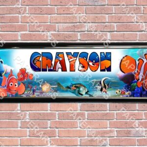 Finding Nemo - Personalized Birthday Name Poster with Custom Name On it, Border Mat and Frame Options