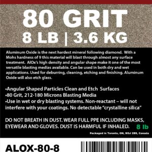 #80 Aluminum Oxide - 8 LBS - Medium Sand Blasting Abrasive Media for Blasting Cabinet and Blasting Guns.