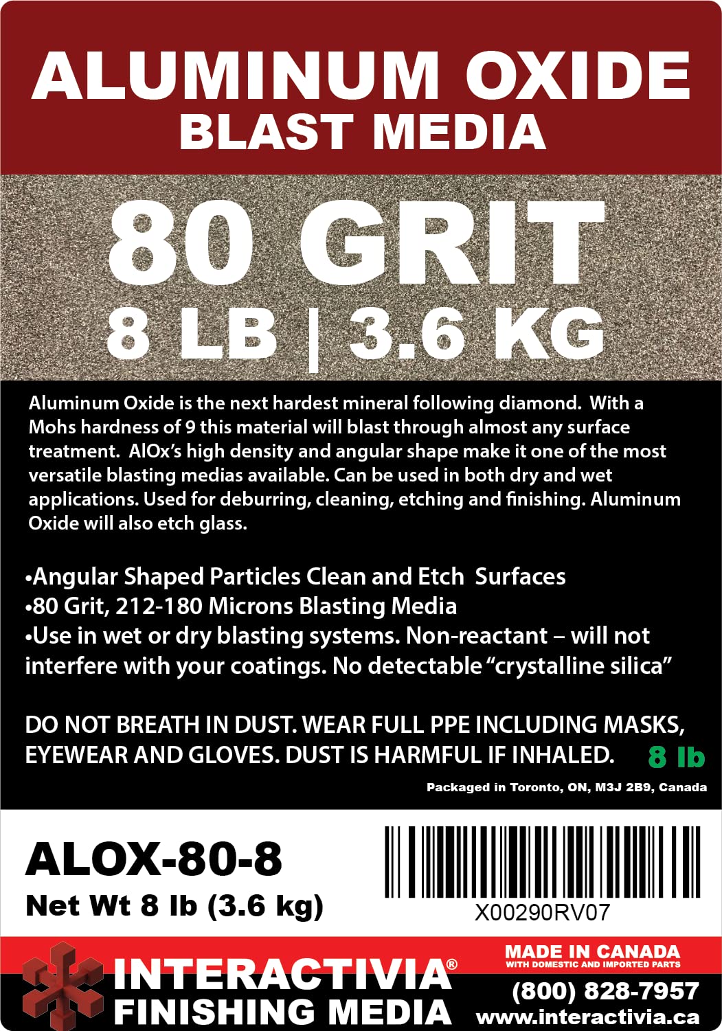 #80 Aluminum Oxide - 8 LBS - Medium Sand Blasting Abrasive Media for Blasting Cabinet and Blasting Guns.