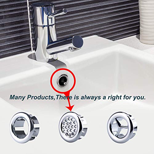 Super More 6 Pack Vanity Sink Overflow Cover Basin Sink Ceramic Bathroom Vessel Kitchen Basin Trim Remplacement Round Caps Insert in Hole (Silver ABS Plastic)