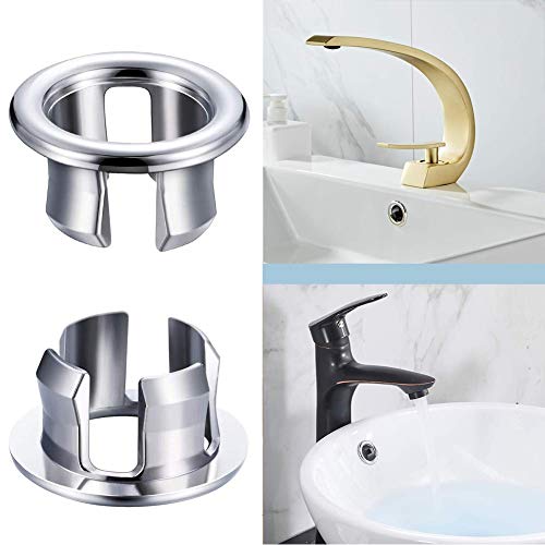 Super More 6 Pack Vanity Sink Overflow Cover Basin Sink Ceramic Bathroom Vessel Kitchen Basin Trim Remplacement Round Caps Insert in Hole (Silver ABS Plastic)