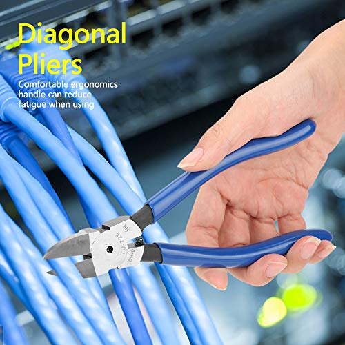 8inch Blue Diagonal Flush Wire Cutting Pliers Precision Side Cutters Pliers Ideal for Clean Cut and Precision Cutting Needs (1)