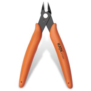 kata 5 inch micro wire cutter, precision mini flush cutters and clean cut pliers for electronics, model, jewelry, model kits, orange