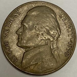 1950 P Jefferson Nickel Average Circulated Five-Cent Piece