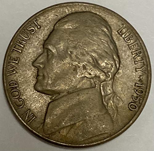 1950 P Jefferson Nickel Average Circulated Five-Cent Piece