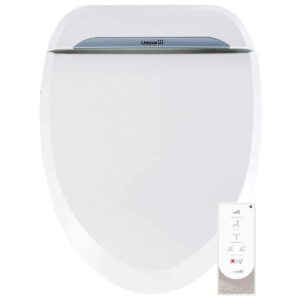 biobidet uspa 6800u adjustable bidet toilet seat with wireless remote, dual nozzle, user presets and dryer, white, elongated