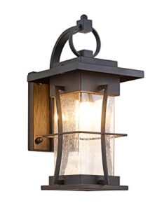 eeru outdoor wall sconces light fixtures exterior wall lantern outside house lamps waterproof black metal with clear seeded glass, perfect for exterior porch patio house