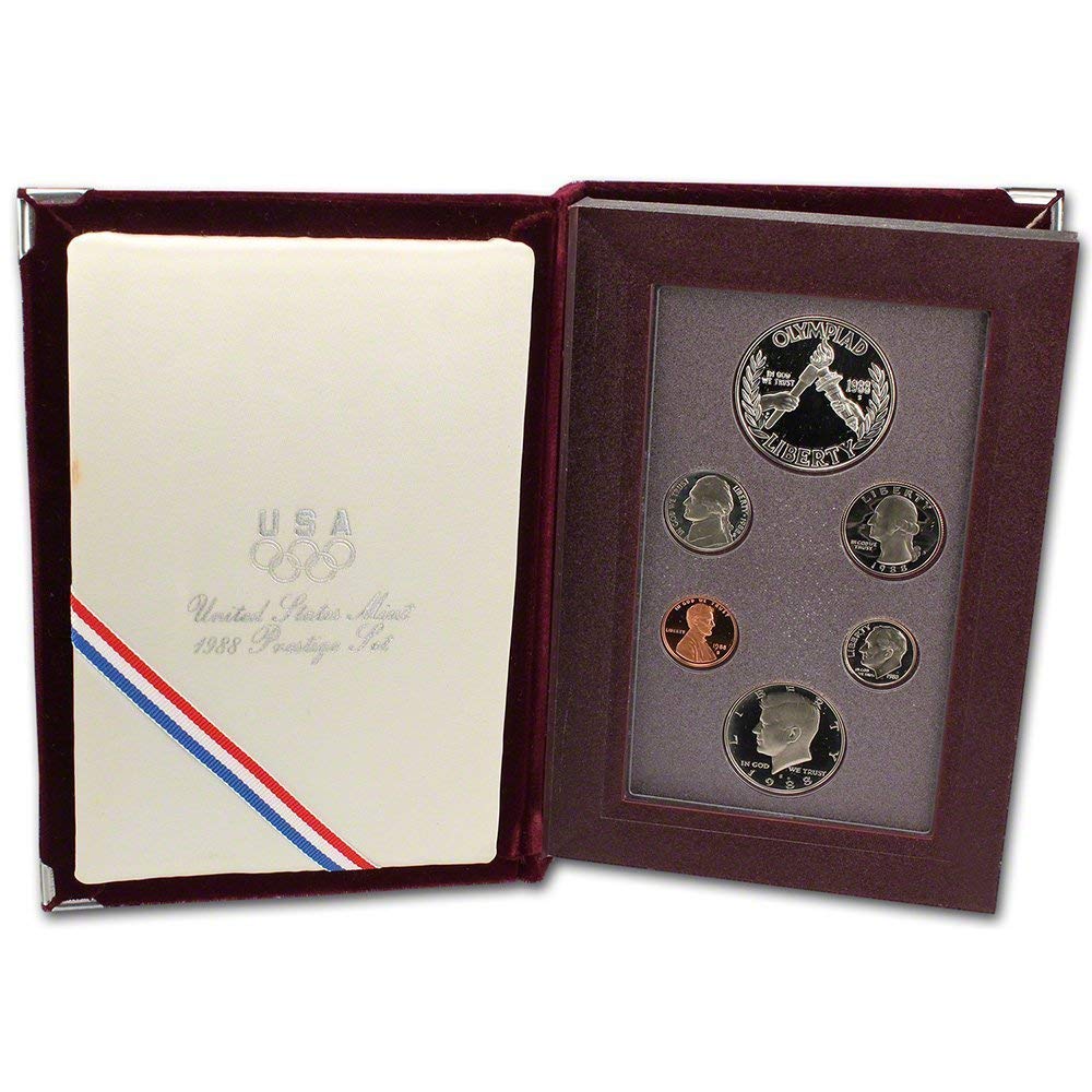 1988 US Mint Prestige Proof Set Original Government Packaging with Silver Olympic Dollar Proof