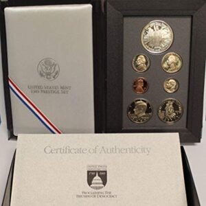 1989 S US Mint 7-piece Prestige Proof Set with Congressional Silver $1 and Commemorative 1/2 $1 US Mint PR OGP