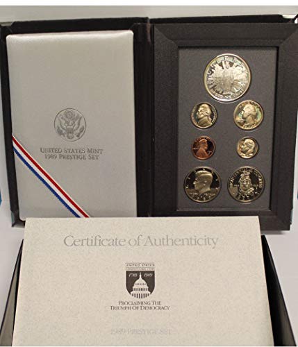 1989 S US Mint 7-piece Prestige Proof Set with Congressional Silver $1 and Commemorative 1/2 $1 US Mint PR OGP