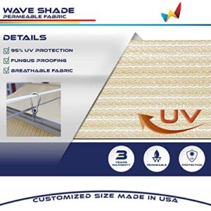 Windscreen4less 4' x 16' Retractable Sun Shade Canopy Cover Sliding Wave Shade Sail for Pergola Patio Deck Yard Gazebo Outdoor (Beige)