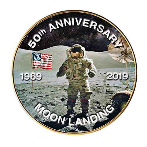 Moon Landing Eisenhower and Bicentennial Dollar Coin Set Layered in Gold| 50th Anniversary Special Edition |Certificate of Authenticity |Two Colorized 24 KT Gold Layered US Coins