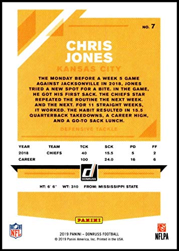 2019 Donruss #7 Chris Jones NM-MT Kansas City Chiefs Officially Licensed NFL Football Trading Card