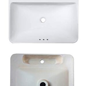 WinZo WZ6123D Drop-in Bathroom Vessel Sink Rectangular Semi-recessed Vanity Basin Included Porcelain Pop Up Drain White