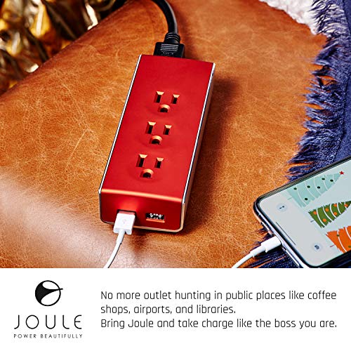 Joule Surge Protector Power Strip with 3 Outlets and 2 USB Ports – for Travel, Hotel, Home Office Use