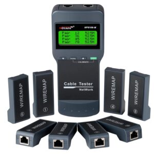 network cable tester - noyafa cable wire fault finder for rj45 cat5, cat6, 5e, 6e measure length, locate the breakage point, check wiring error with 8 far-end passive test jacks