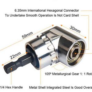 3Pcs 1/4 3/8 1/2" Hex Shank Drill Nut Driver Bit Set, Impact Grade Driver Sockets Adapter Extension Set Drill Bit, 105 Degree Right Angle Driver Extension Screwdriver Drill Attachment