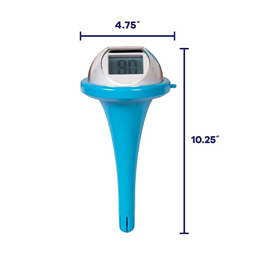 GAME Solar Digital Pool & Spa Floating Thermometer, Solar Powered, Fahrenheit & Celsius, Double-Sided Display, LCD Screen, Blue