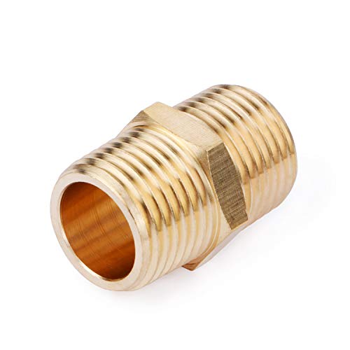 U.S. Solid Brass Pipe Fitting, Hex Nipple, 3/4" x 3/4" NPT Male Pipe Adapter