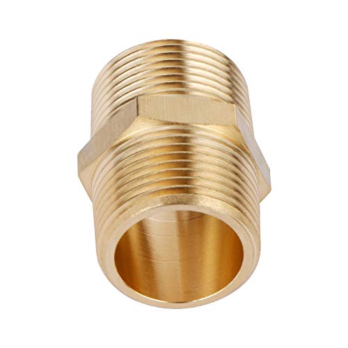 U.S. Solid Brass Pipe Fitting, Hex Nipple, 3/4" x 3/4" NPT Male Pipe Adapter