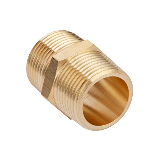 U.S. Solid Brass Pipe Fitting, Hex Nipple, 3/4" x 3/4" NPT Male Pipe Adapter