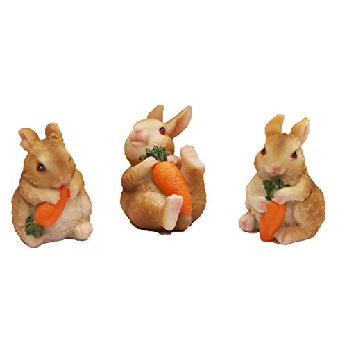 MUAMAX 3 PCs Miniature Bunnies Fairy Garden Accessories Rabbit Easter Bunnies Resin Ornaments Garden Bonsai Decoration Sculpture Statue Figurines for Lawn Potted Plants