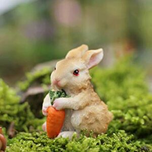 MUAMAX 3 PCs Miniature Bunnies Fairy Garden Accessories Rabbit Easter Bunnies Resin Ornaments Garden Bonsai Decoration Sculpture Statue Figurines for Lawn Potted Plants