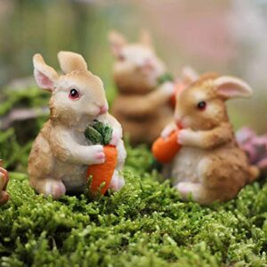 MUAMAX 3 PCs Miniature Bunnies Fairy Garden Accessories Rabbit Easter Bunnies Resin Ornaments Garden Bonsai Decoration Sculpture Statue Figurines for Lawn Potted Plants