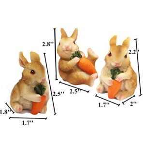 MUAMAX 3 PCs Miniature Bunnies Fairy Garden Accessories Rabbit Easter Bunnies Resin Ornaments Garden Bonsai Decoration Sculpture Statue Figurines for Lawn Potted Plants