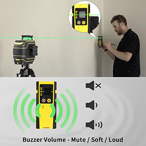 Firecore FD20 Laser Detector for Laser Level, Digital Laser Receiver Used with Pulsing Line Lasers Up to 165ft, Three-Sided LED Displays to Detect Green Laser Beams, Rod Clamp Included