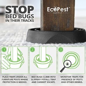 Bed Bug Interceptors – 12 Pack | Bed Bug Blocker (Pro) Interceptor Traps | Insect Trap, Monitor, and Detector for Bed Legs (Black)