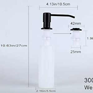 Kitchen Sink Soap Dispenser,Matte Black Stainless Steel Pump Head Kitchen Soap Dispenser with 10.14 OZ