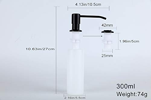 Kitchen Sink Soap Dispenser,Matte Black Stainless Steel Pump Head Kitchen Soap Dispenser with 10.14 OZ