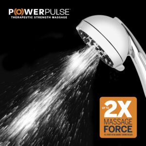 Waterpik High Pressure Hand Held Shower Head With Hose, PowerPulse Massage 6-Mode, Chrome XAS-643E