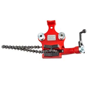 Mophorn Screw Bench Chain Vise 1/8 to 5-Inch Pipe Capacity, Heavy Duty Bench Chain Pipe Vise with Crank Handle, Neoprene-Coated Jaw, Cast Iron Material Ideal for a Variety of Pipes