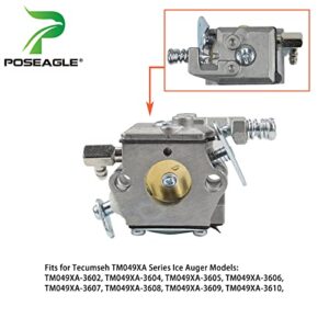 POSEAGLE 640347A Carburetor Replaces Tecumseh 640347A, 640347 for Tecumseh TC200, TC300, TM049XA 2 Cycle Vertical Engine of Strikemaster Jiffy Ice Auger