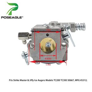 POSEAGLE 640347A Carburetor Replaces Tecumseh 640347A, 640347 for Tecumseh TC200, TC300, TM049XA 2 Cycle Vertical Engine of Strikemaster Jiffy Ice Auger