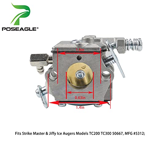 POSEAGLE 640347A Carburetor Replaces Tecumseh 640347A, 640347 for Tecumseh TC200, TC300, TM049XA 2 Cycle Vertical Engine of Strikemaster Jiffy Ice Auger