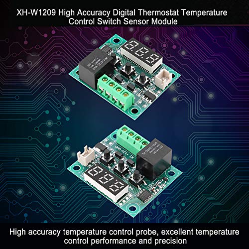 AITRIP 3PCS W1209 12V DC Digital Temperature Controller Board with 10A One-channel Relay and Waterproof Micro Digital Thermostat -50-110°C Electronic Temperature Temp Control Module Switch (With Case)