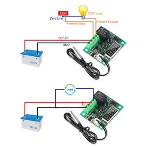 AITRIP 3PCS W1209 12V DC Digital Temperature Controller Board with 10A One-channel Relay and Waterproof Micro Digital Thermostat -50-110°C Electronic Temperature Temp Control Module Switch (With Case)