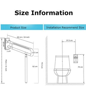 MEETWARM Handicap Rails Foldable Toilet Grab Bar Handles Bathroom Seat Support Bars Flip-Up Grab Arm Hand Grips Safety Handrails for Elderly Disabled Pregnant Anti Slip Shower Assist Aid