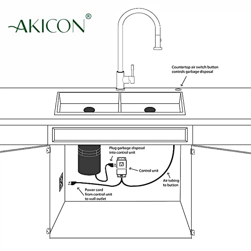 Copper Garbage Disposal Kitchen Air Switch Kit, Single Outlet Sink Top/Counter Top Waste Disposal On/Off Switch Kit, 2-1/2'' Max Countertop Thickness - Akicon