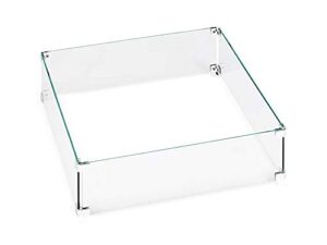 hiland aws-sq22 fire pit glass square wind screen, square, clear